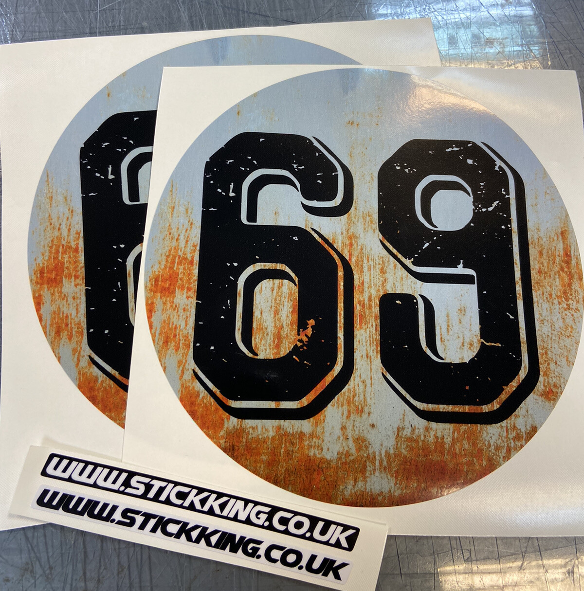 2 X Classic Rust Vintage Retro Oval Race Numbers Stickers/Decals Car ...