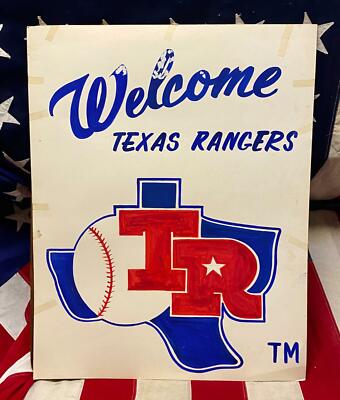 Vintage 1970s Texas Rangers Baseball Original Artwork Ballpark Sign ...