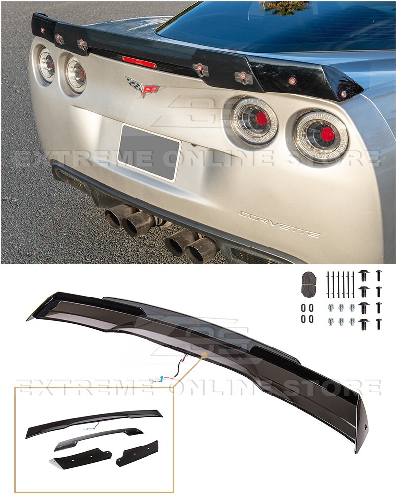 For 05-13 Corvette C6 | C6.5 GLOSSY BLACK Rear Spoiler Smoke Tinted ...