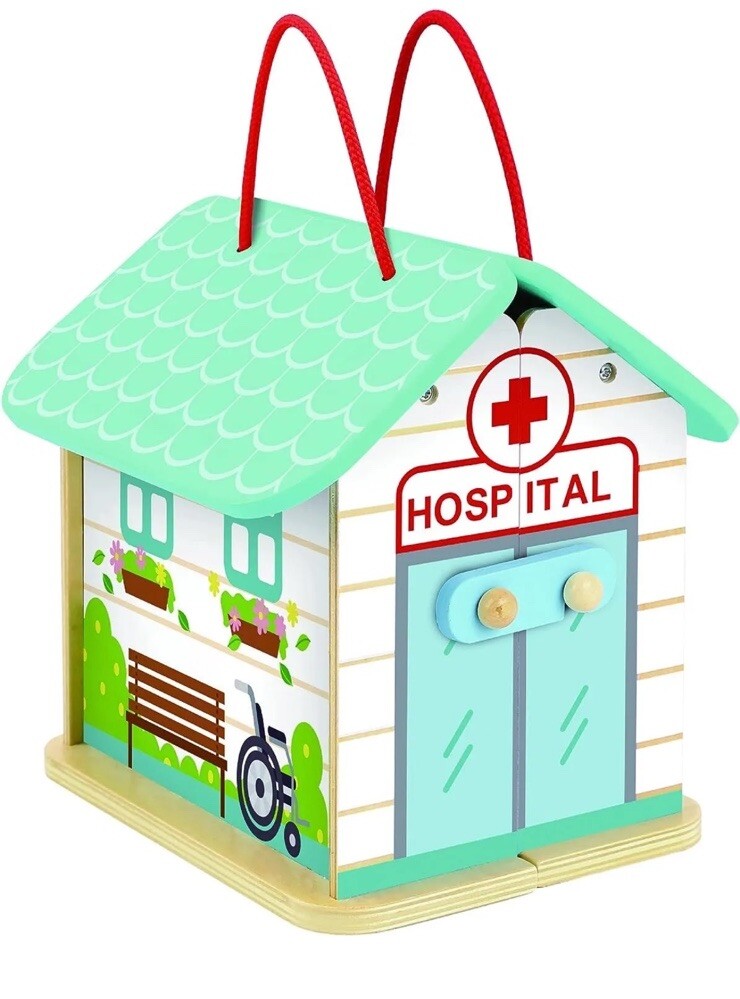 Tooky Toy Wooden Foldable Hospital Playset [Ages 3+] **BRAND NEW ...