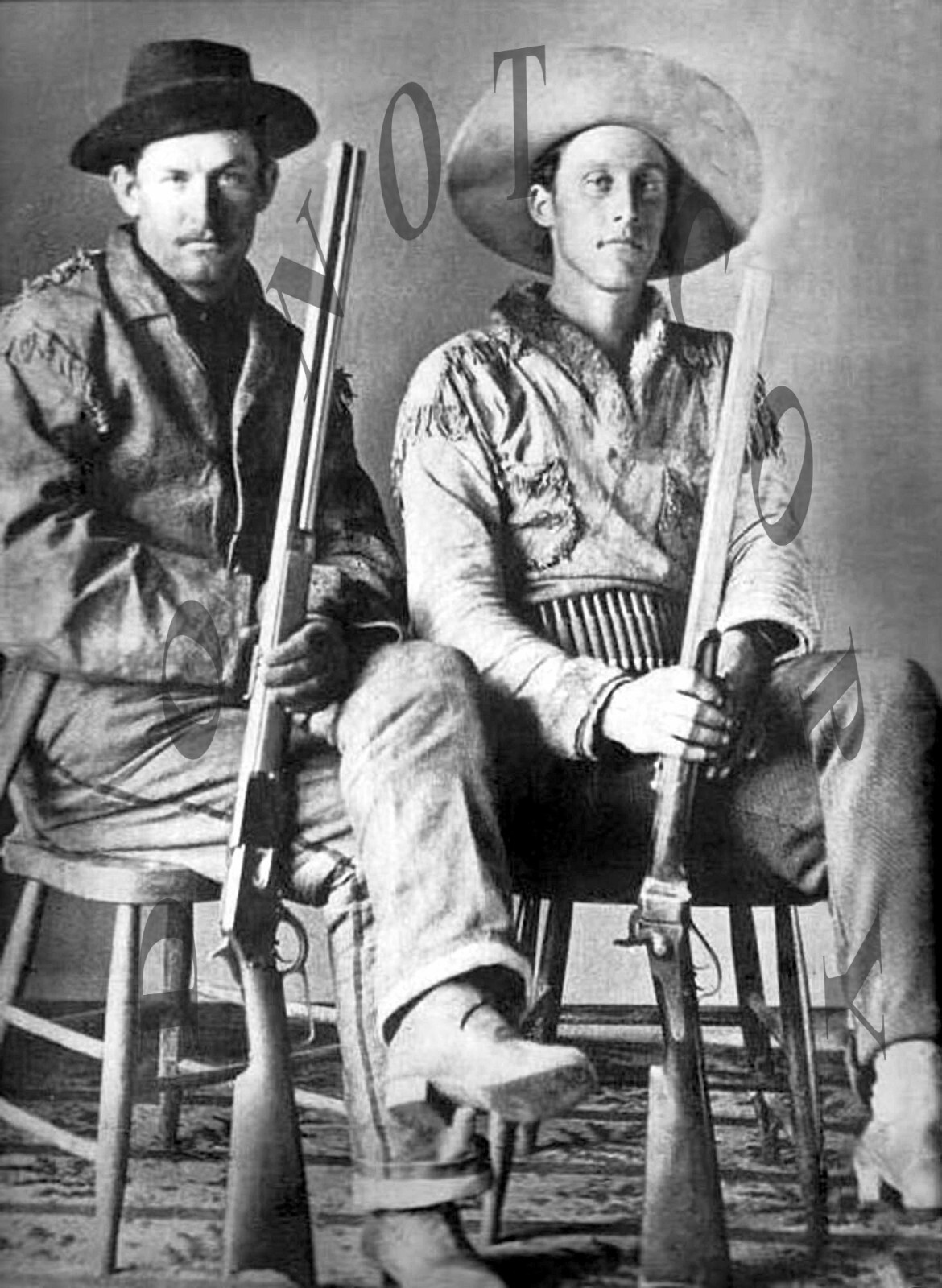 ANTIQUE HUNTING 8X10 REPRO PHOTO 2 BUFFALO HUNTERS SHARPS RIFLE ...