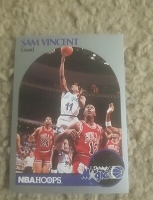 SAM VINCENT 1990-91 NBA HOOPS Card #223 MAGIC Michael Jordan Wearing ...