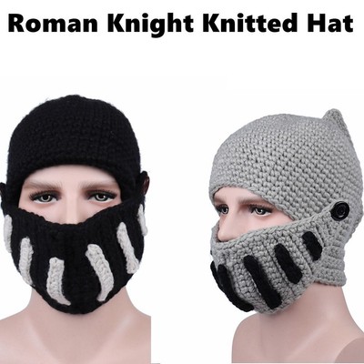 with A Mask Knitted Hat Woolen Yarn Knight Mask New Winter Hat Winter ...