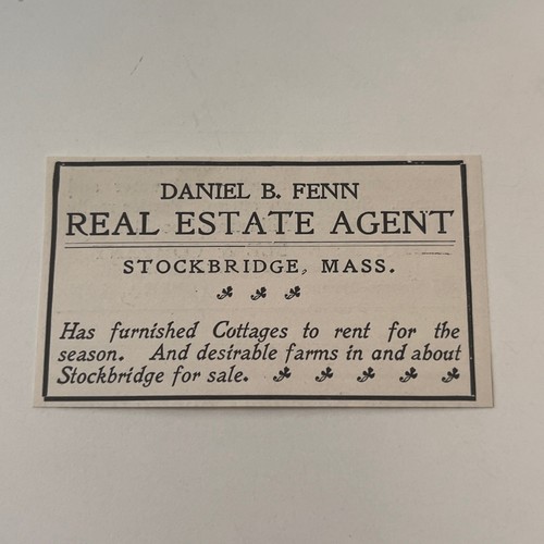 Real Estate Agent Daniel B. Fenn Stockbridge MA 1906 Ad SAH6-S5 | eBay