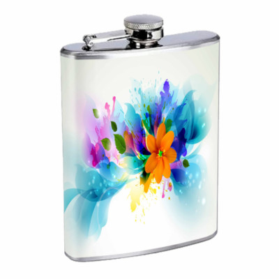 Bright Pretty Flowers Em1 Flask 8oz Stainless Steel Hip Drinking ...