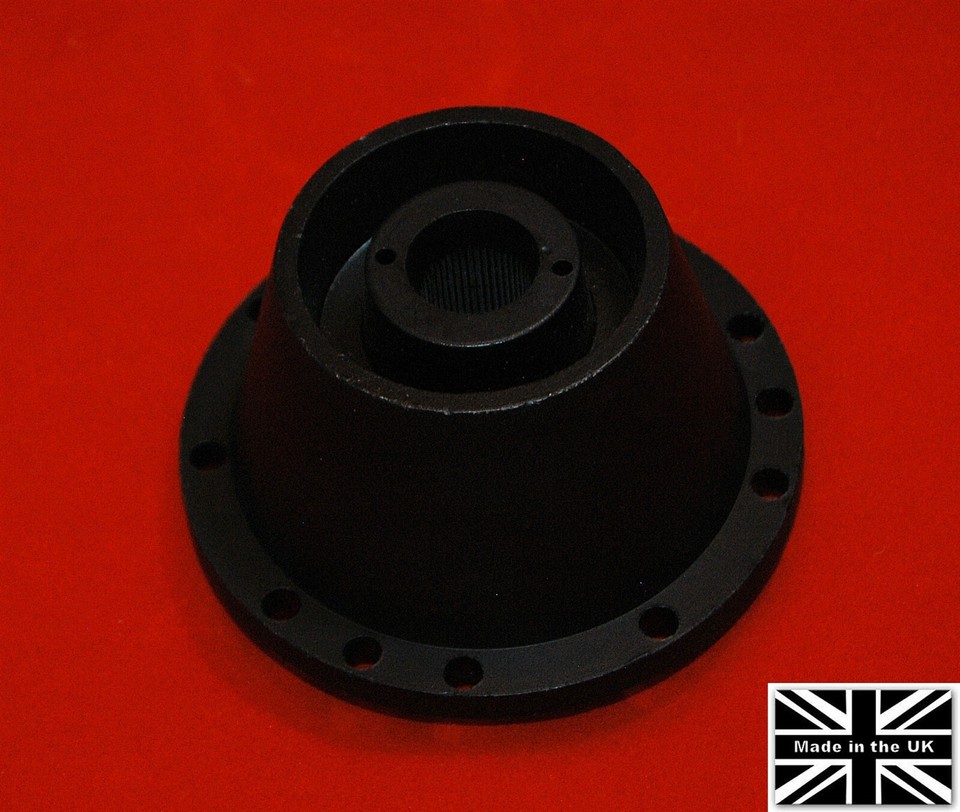 14" Leather Steering Wheel-Black Spokes & Hub. Fits MGC (VIN