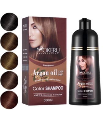 Mokeru Permanent Hair Dye Color Shampoo with Argan Oil 500 ML (7 COLORS ...