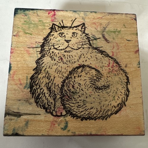 Rubber Duck Stamp Co Cat Fluffy Curled Up Smiling Huge Big Giant Kitten ...
