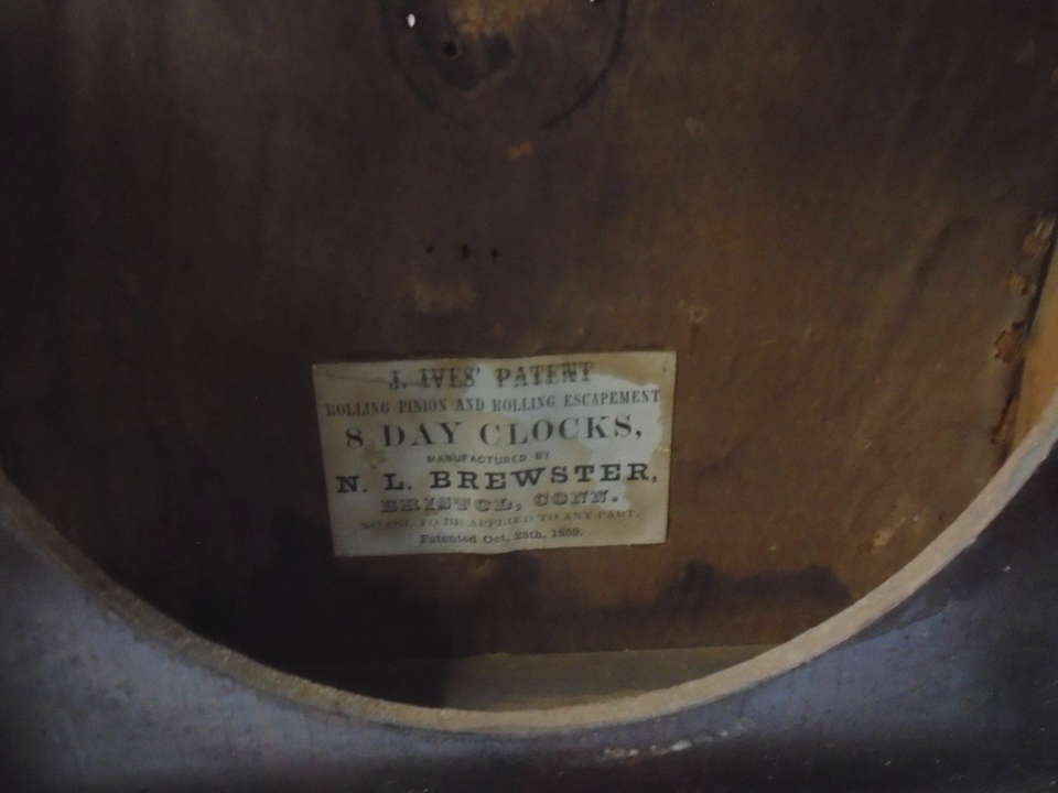 N. L. Brewster, Bristol, Conn., Ives tin plate movement shelf clock ...