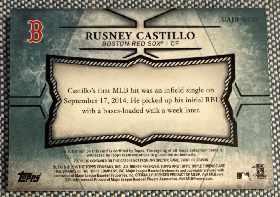 Rusney CASTILLO🔥2015 Topps Triple Threads Unity Jumbo Patch Relic AUTO ...