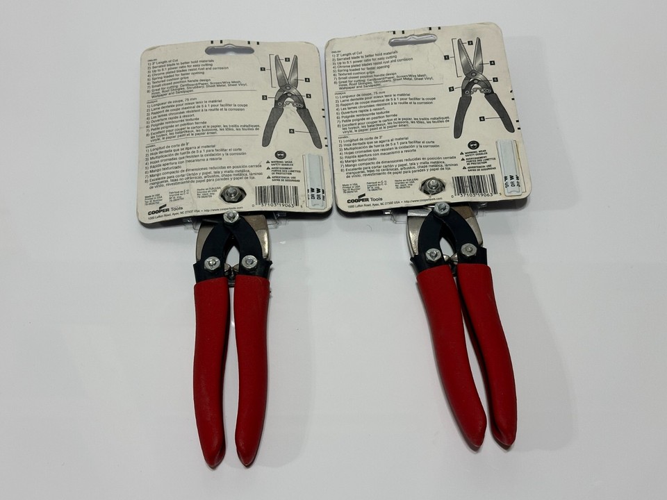 2pc WISS (Cooper USA) NEW 10" Multi-Purpose Shears Snips Cutter, Red ...