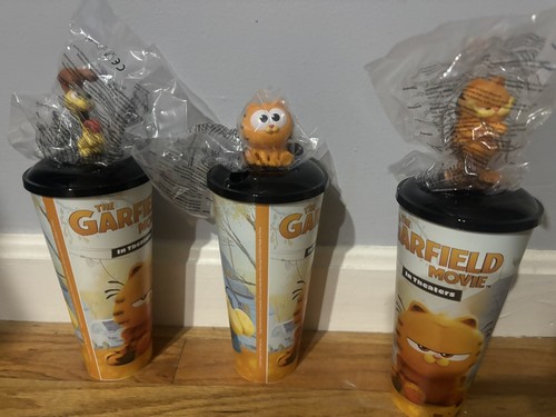 Garfield Movie AMC Exclusive Plush Doll Popcorn Bucket Tin Cup Topper ...
