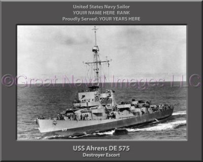 USS Ahrens DE 575 Personalized Canvas Ship Photo Print Navy Veteran ...