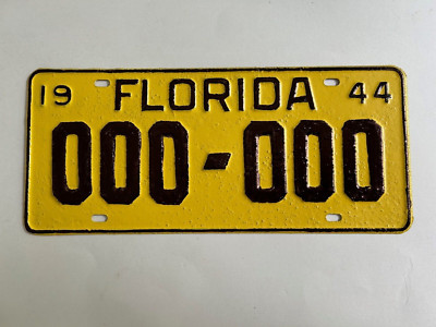 1944 Florida License Plate SAMPLE Amateur Repaint on Solid Metal | eBay