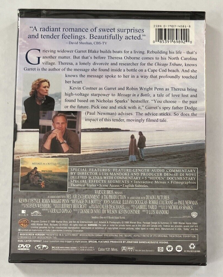Message in a Bottle (DVD, 1999, Widescreen) NEW SEALED Kevin Costner | eBay