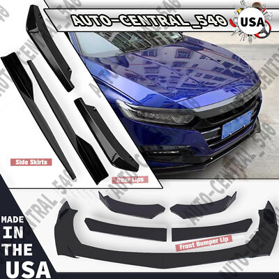Glossy Black Front Bumper Lip Splitter Lower Spoiler Body Kit For Honda ...