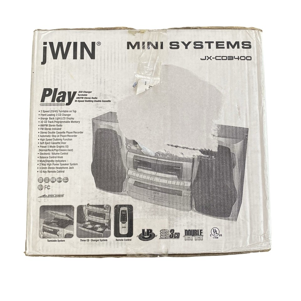 jWIN HI-FI 3 CD Changer Turntable Double Cassette & Radio Player JX ...
