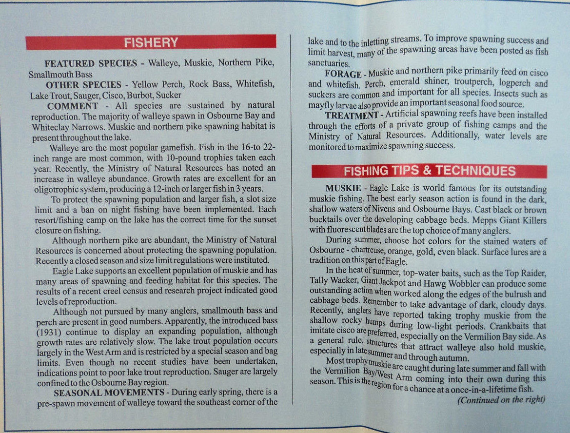 Eagle Lake (Ontario) Detailed Fishing Map, GPS Points, Waterproof ...