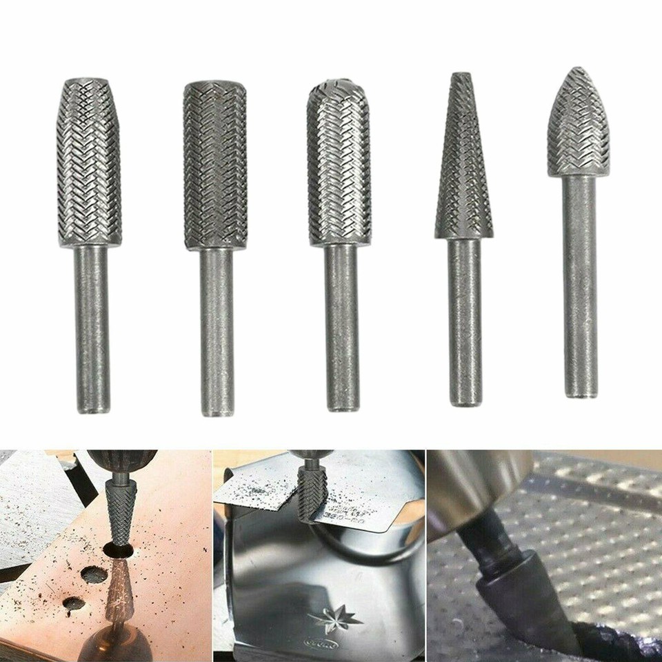 5pcs Metal Cutter Drill Bits Rotary Bits Rasp For Steel Grinding ...