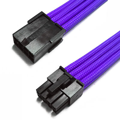 8 Pin ATX CPU PSU Extension Cable Purple Sleeved Shakmods + 2 Cable ...