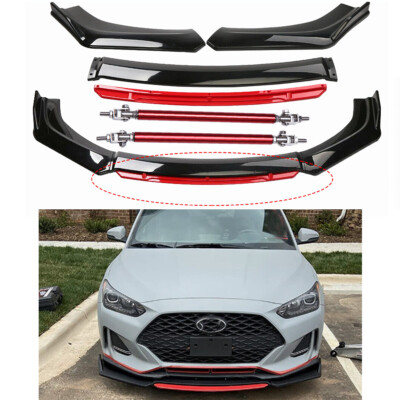 For 12-2021 Hyundai Veloster Front Bumper Lip Splitter Spoiler Kit ...