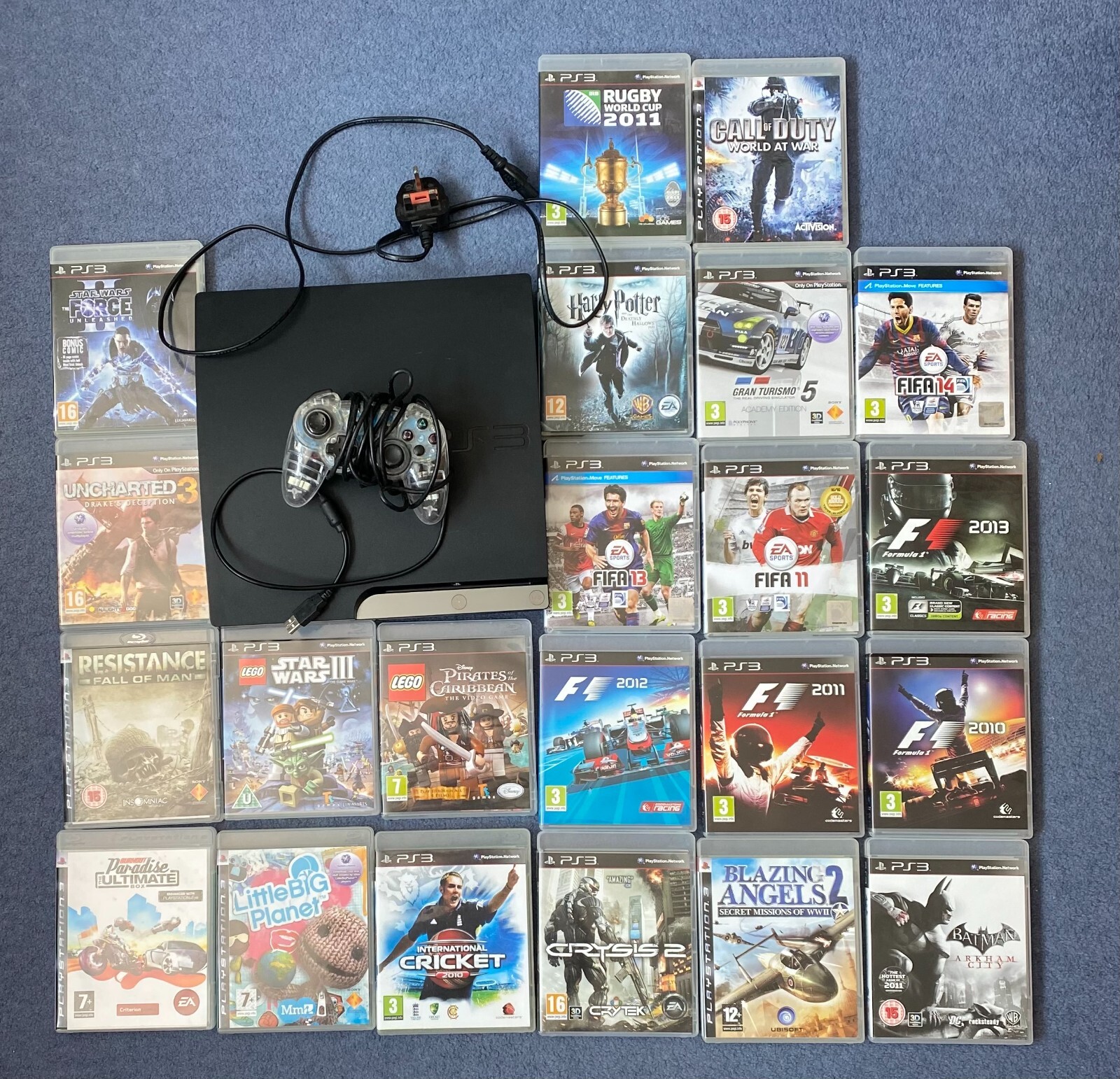 PlayStation 3 Bundle, Wired Controller, 22 Games Ranging From PG3 To ...