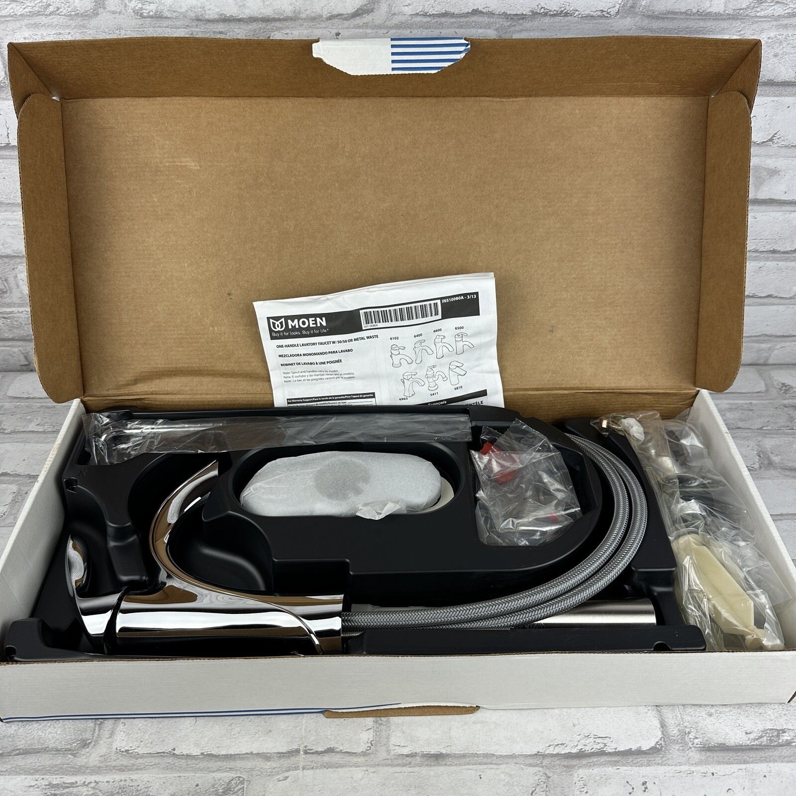 MOEN 6400 Eva 1-Hole 1-Handle High-Arc Bathroom Faucet Chrome New In ...