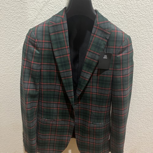 J. Ferrar Blazer Sport Coat Mens 34-36 Green/Red Jacket Slim Fit 360 ...