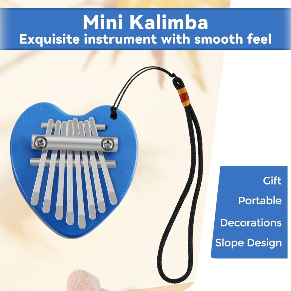 Kalimba 3PK 8 Key Mini Portable Finger Thumb Piano, Exquisite Kalimba ...