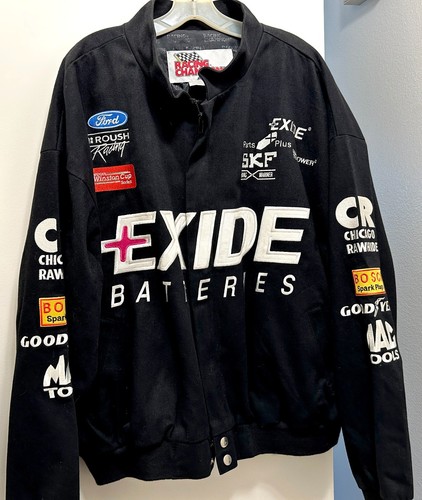 XL JEFF BURTON EXIDE BATTERIES JACKET ROUSH RACING EMBROIDERED RACING ...
