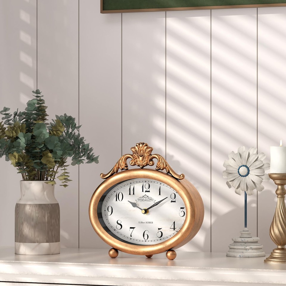 Vintage Table Clock, Desk and Shelf Decor Clock, French Rustic Antique ...