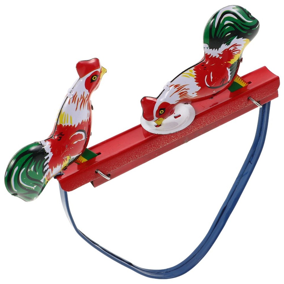 1 Set Iron Poultry Plaything Metal Chicken Toy Vintage Pecking Rooster ...
