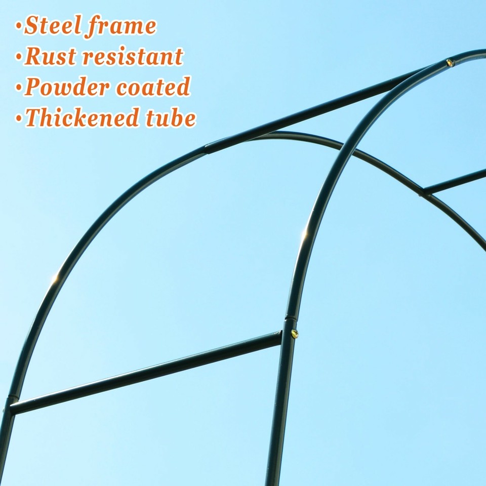 Steel Garden Arch Trellis 7.9ft Arbor Climbing Plant Flower Wedding ...