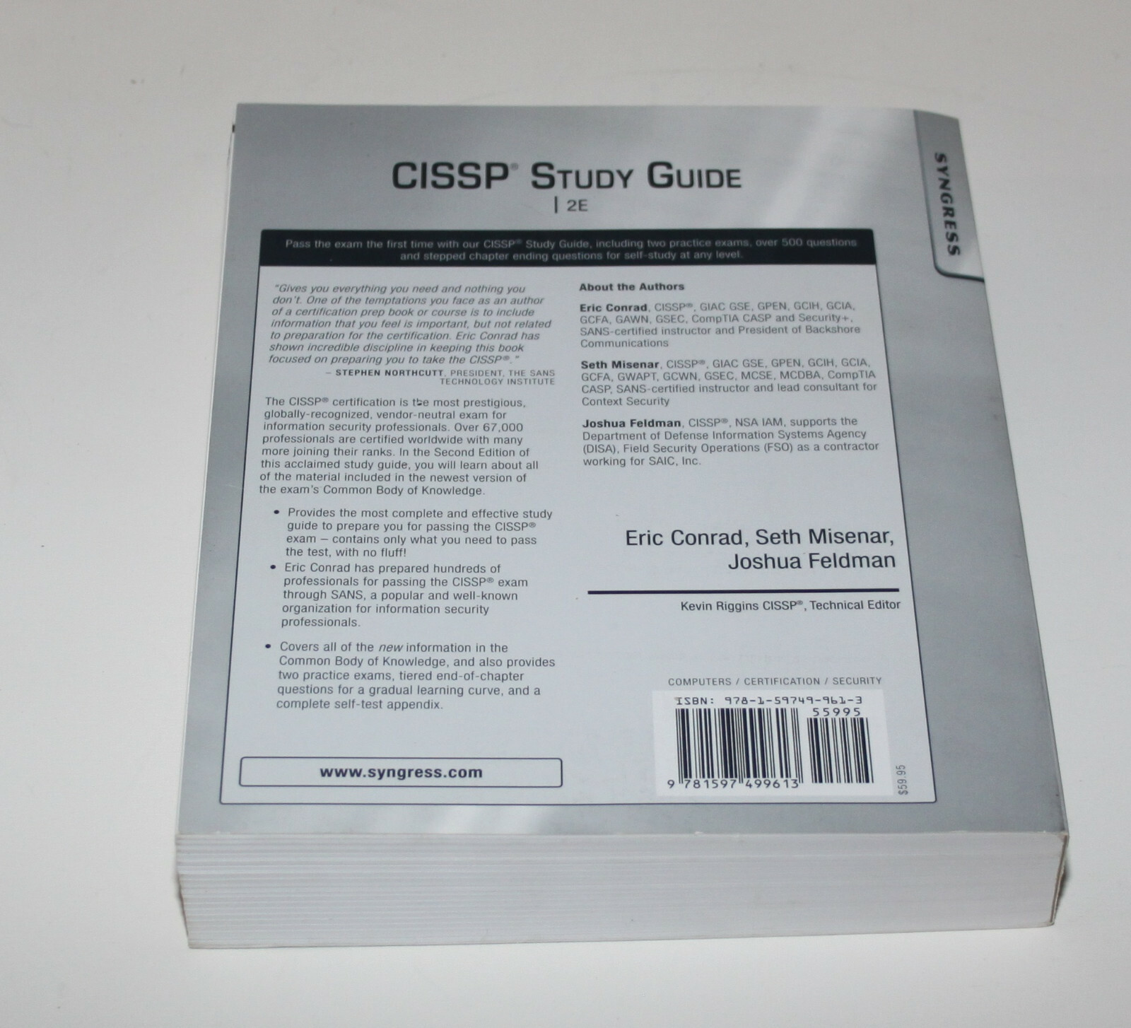 CISSP Study Guide by Seth Misenar, Eric Conrad and Joshua Feldman (2012 ...