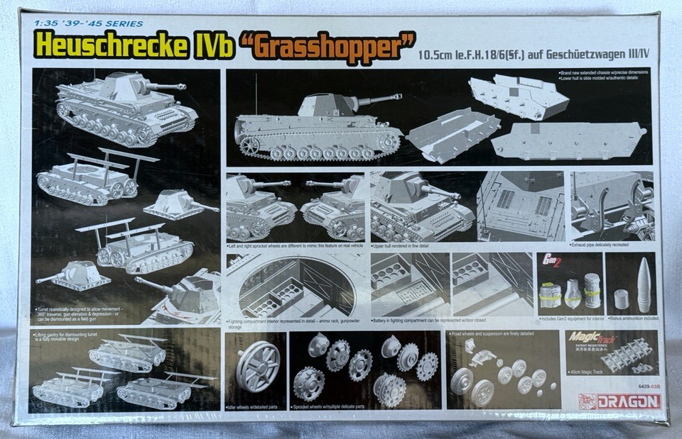 1:35 Dragon Armor Models 6439 Heuschrecke IVb Grasshopper Tank Plastic ...
