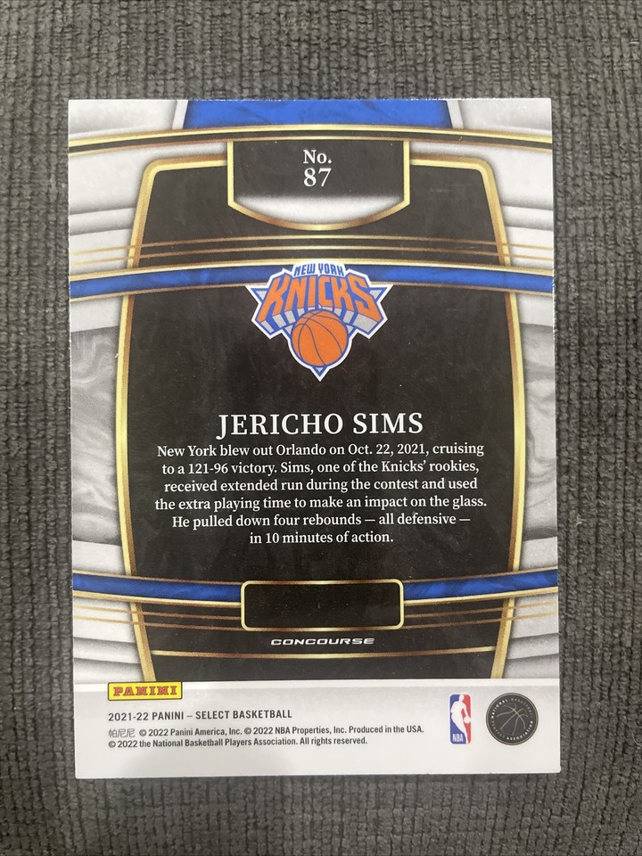2021-22 Select Basketball Jericho Sims Rookie Card New York Knicks | eBay