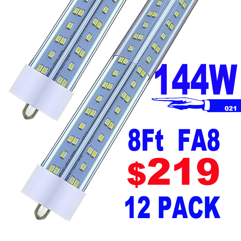 T8 8FT LED Shop Light Bulbs 144W Single Pin FA8 8 Foot LED Shop Lights ...