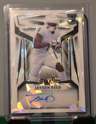 Jayden Reed RC Auto 2023 Leaf Metal White Crystal BA-JR1 NFL Packers | eBay