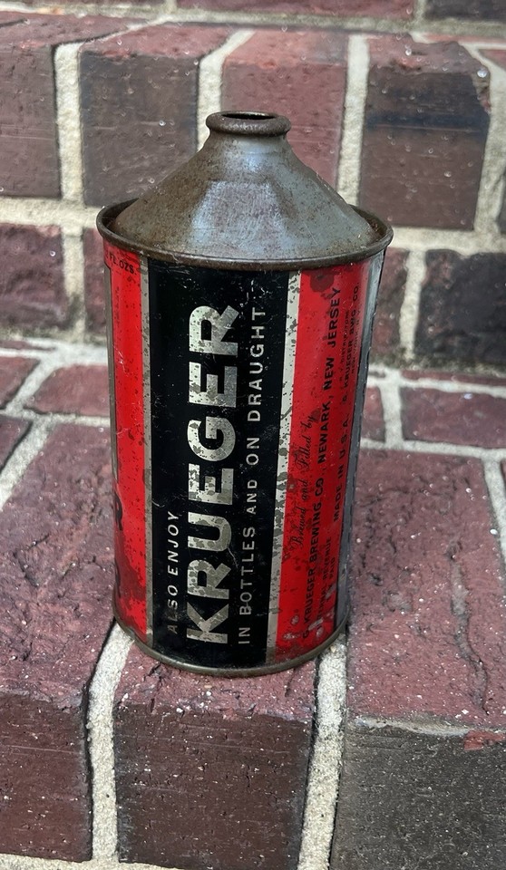 Krueger Finest Beer - Quart Cone Top Beer Can K Man Vintage Red | eBay