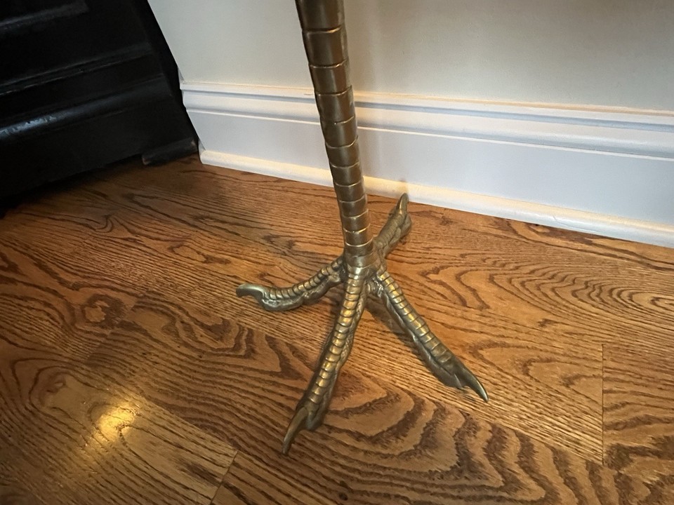 Ostrich Egret Leg Oil Lamp Pierre E. Guerin with Two Color Petal Slag ...