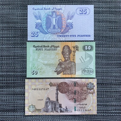 3 Pcs Egyptian Pound Banknote Set World Paper Money Egypt Currency Lot ...