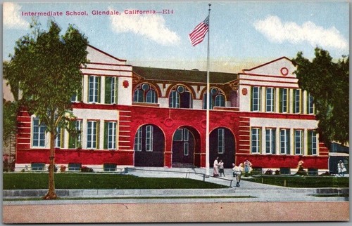 Vintage 1920s Glendale, California Postcard "Intermediate School ...