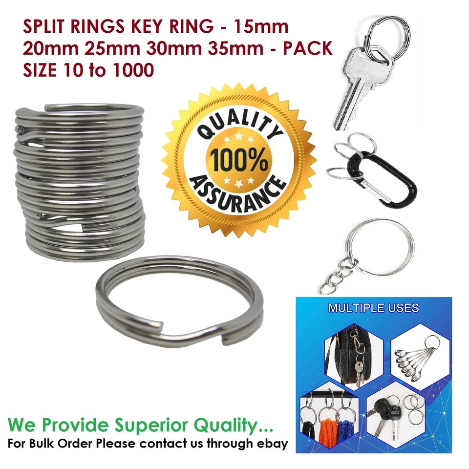 Keyring *CHOOSE SIZE* Silver Metal Split Rings Hoop Loop Jump Key Keys ...