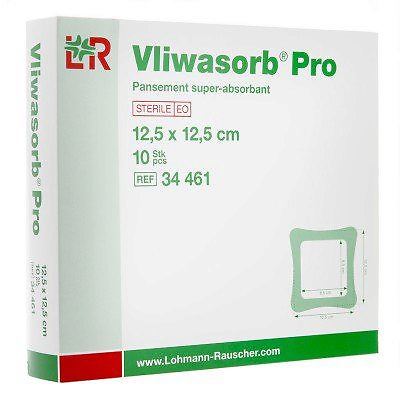 Vliwasorb Pro 12.5cm x 12.5cm Super-Absorbent Wound Dressing 32641 (x10 ...