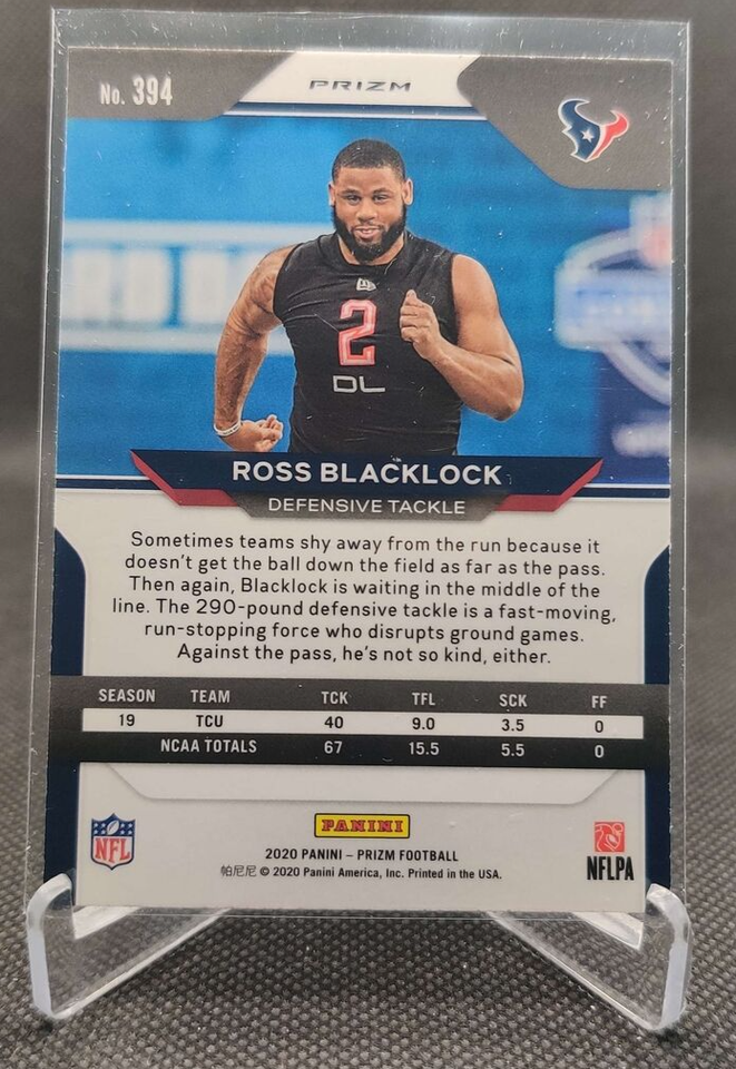 2020 Panini Prizm#394 Ross Blacklock Rookie RC Orange Lazer Houston ...
