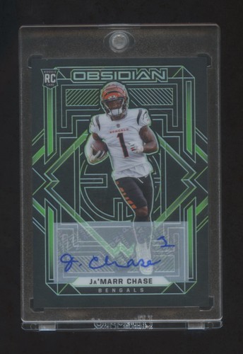 JAMARR CHASE PANINI OBSIDIAN RC AUTOGRAPH BLACK REFRACTOR PRIZM MINT # ...