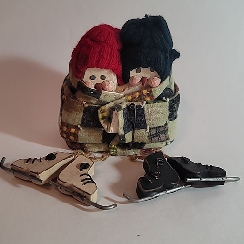 Snowmen Shelf Sitters Wooden Dangling Legs Ice Skate Wrapped in Hand ...