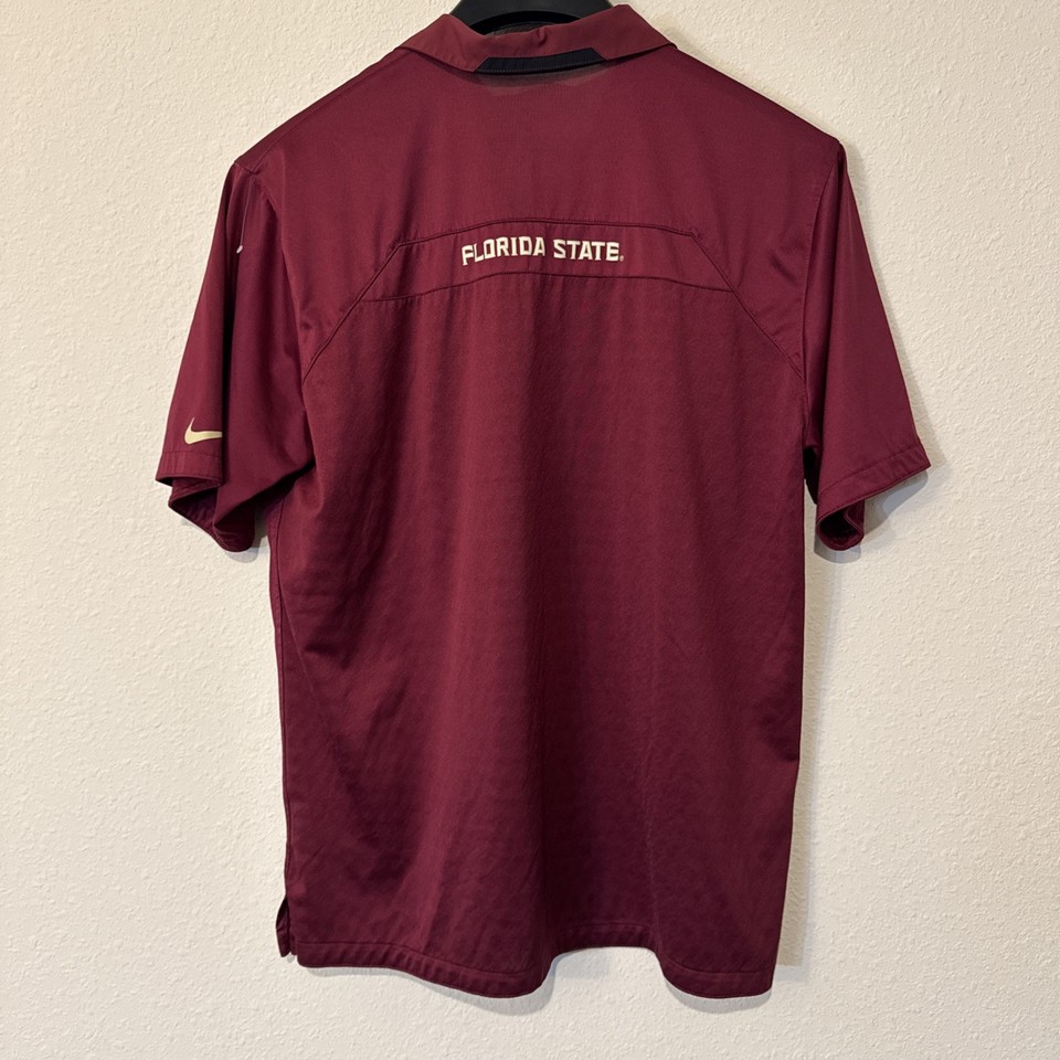 Nike Dri-Fit FSU Florida State Polo Mens Large Garnet Golf Logo Active ...