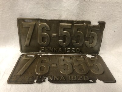Vintage 1920 Pennsylvania License Plate Pair #555 | eBay