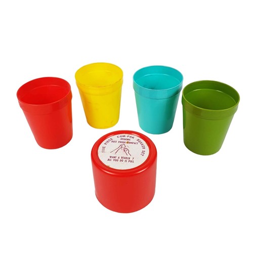 Vintage Stack-Away Beaker Set of 4 Plastic Cups Tumblers RETRO J ...